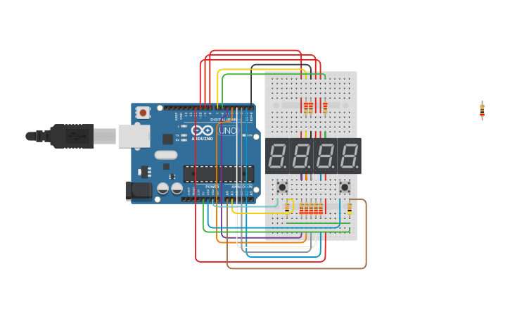 Circuit design Copy of 7-Segment 4-Digit LED Display - Tinkercad