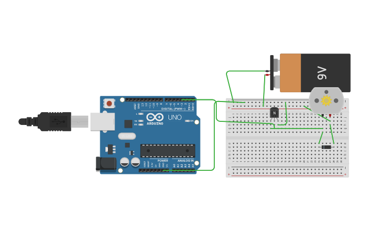 Circuit design change motor speed with arduino | Tinkercad
