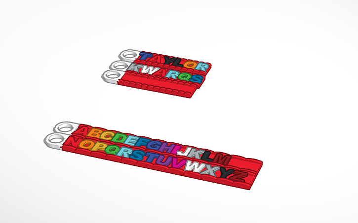 3D design Key ring & letters - Tinkercad