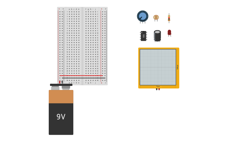 Circuit design Astable 555 Timer Blinking LED - Tinkercad