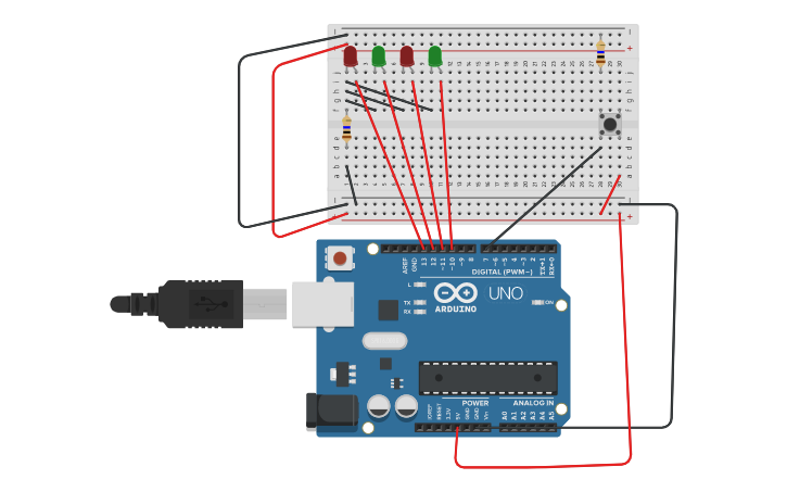 Circuit design Christmas Lights - Tinkercad