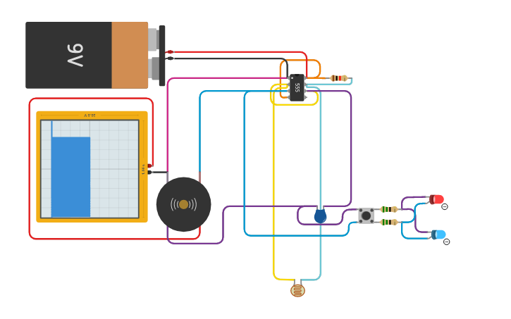 Circuit design Optical Theremin with IC 555 | Tinkercad