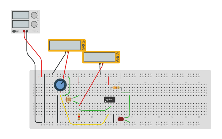 Circuit design Comparador OpAmp - Tinkercad Circuit design Comparador OpAmp - Tinkercad