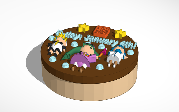 3D design My b-day announcement cake! w/ my chibis! | Tinkercad