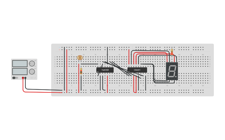 Circuit design 7 counter led - Tinkercad