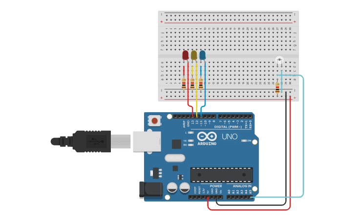 Circuit design Trabalho 5 de Arduíno - Tinkercad