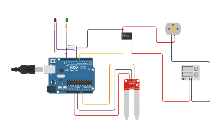 Circuit design Automated Watering System - Tinkercad