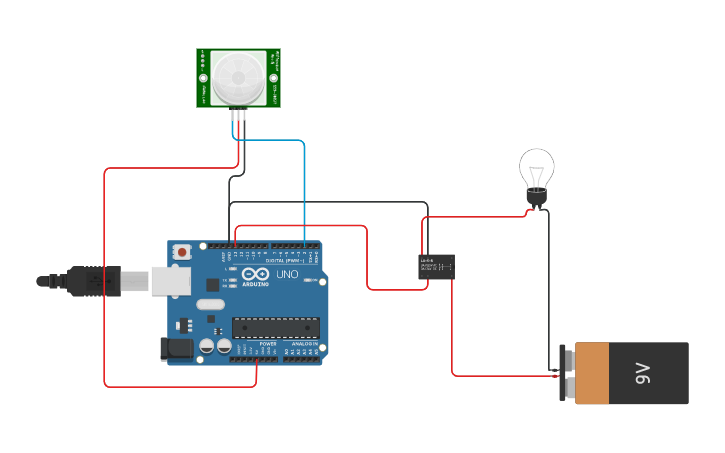 Circuit design Automatic room lights - Tinkercad