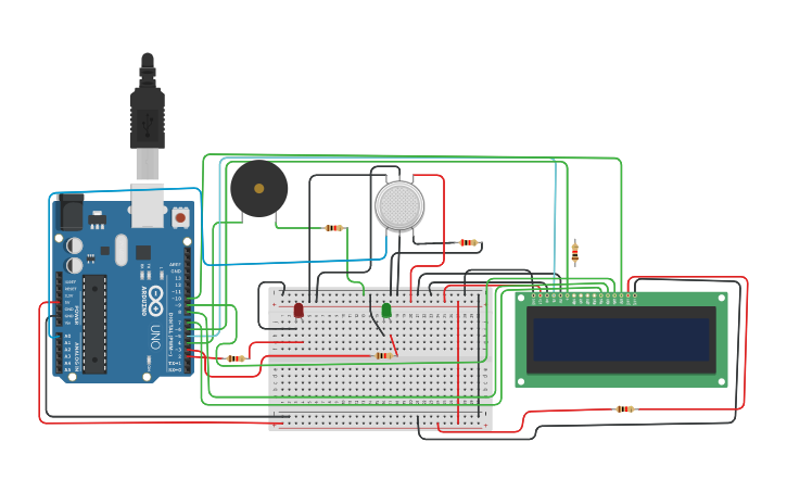 Circuit Design Smoke Detection With Arduino Tinkercad
