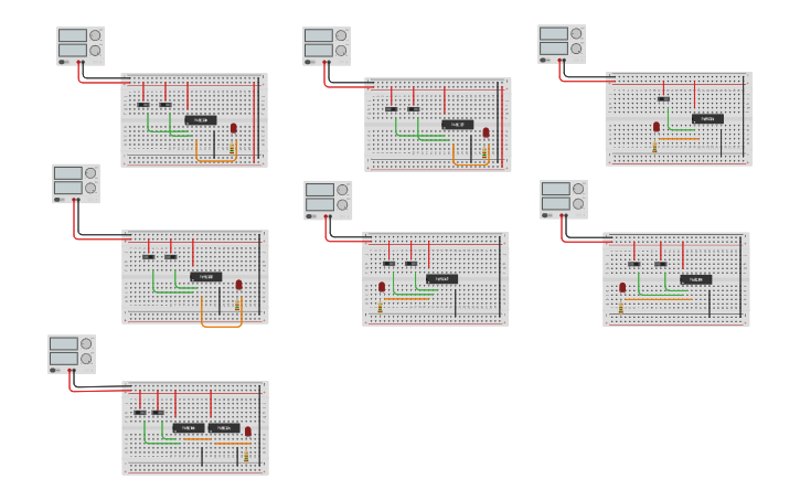 Circuit design porte logiche - Tinkercad