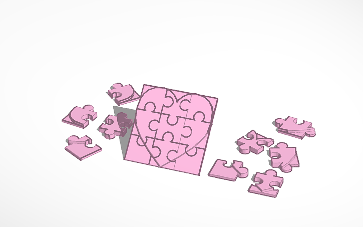 3D design 3X3 JIGSAW PUZZLE HEART - Tinkercad