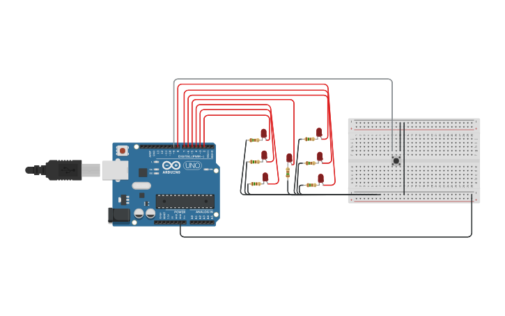 Circuit design Dado Eletrônico Atividade | Tinkercad