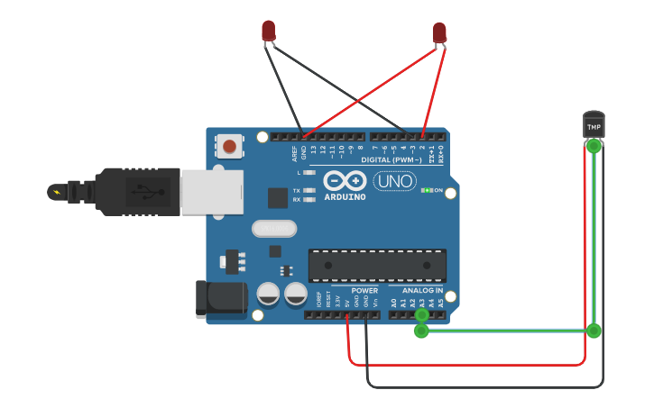 Circuit design cảm biến nhiệt độ | Tinkercad