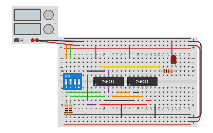 Circuit design XOR using NOR | Tinkercad