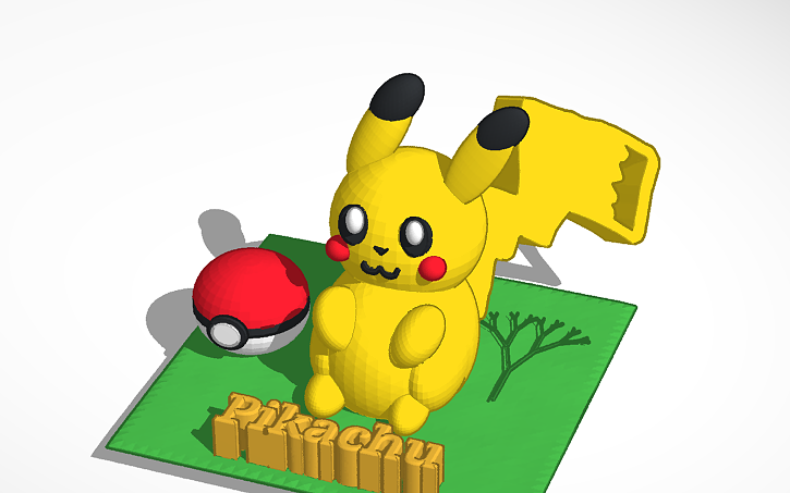 3D design Pikachu 3D - Tinkercad