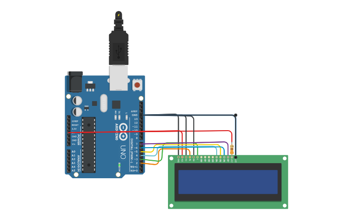 Circuit design จอ lcd 16x2 | Tinkercad