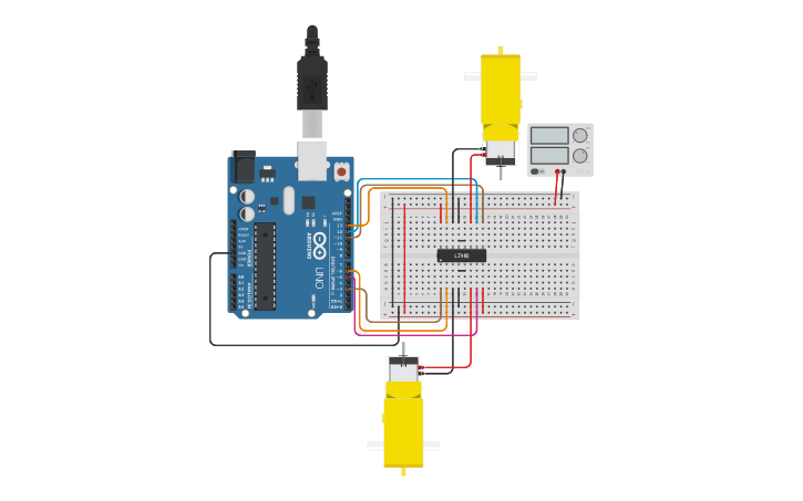 Circuit design Copy of Exploded_ L293D DC Motor Control | Tinkercad