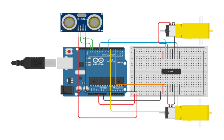Circuit Design Obstacle Avoidance Robot Tinkercad 