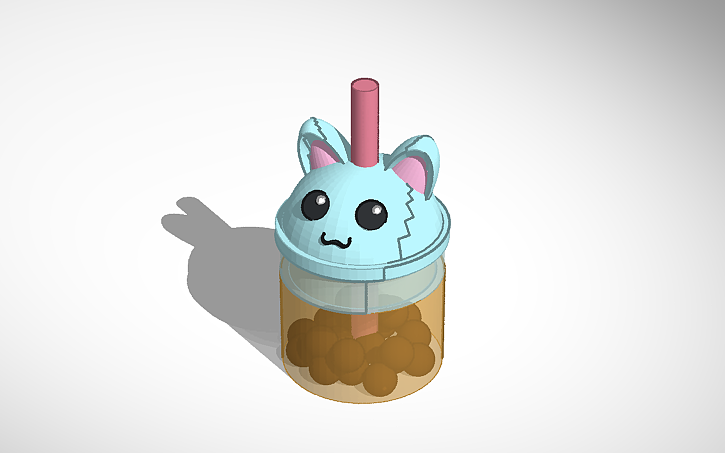 3D design boba tea 2.0 kitty version - Tinkercad