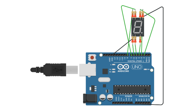 Circuit design 7 segmentos - Tinkercad