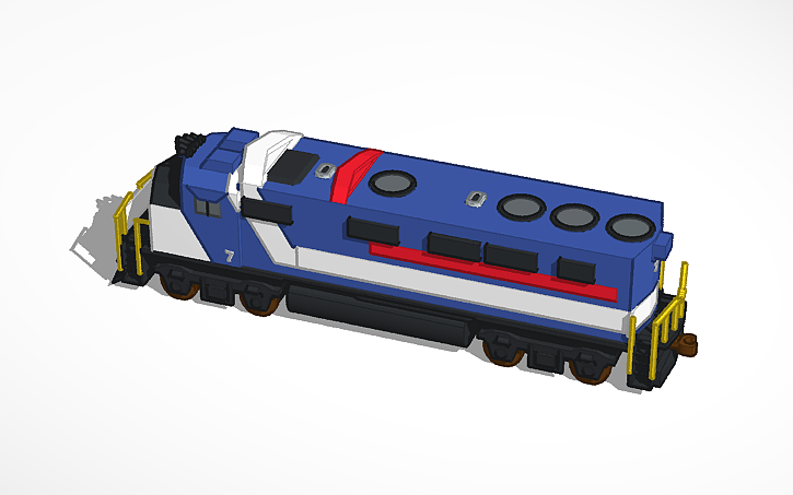 3D design amtrack reskin phaze iv F59PH 563 (Credit to Hinchey Models) - Tinkercad
