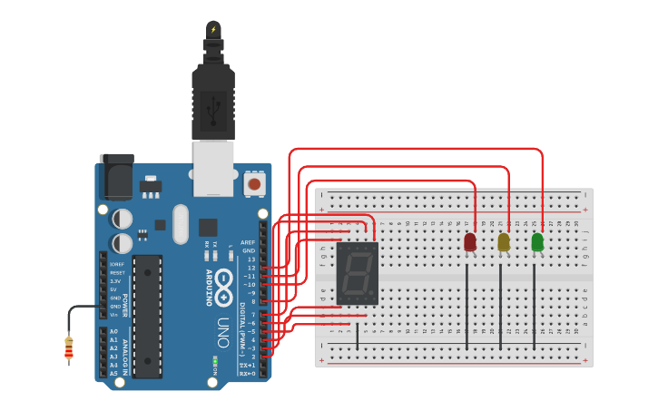 Circuit Design Traffic Light With Timer Tinkercad