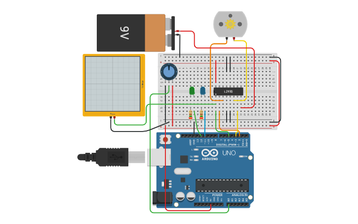Circuit design TP4 - Motor DC com íman permanente | Tinkercad