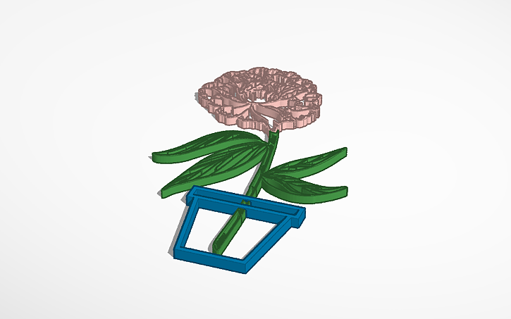 3D design 2D Peony Flower with Pot - Tinkercad