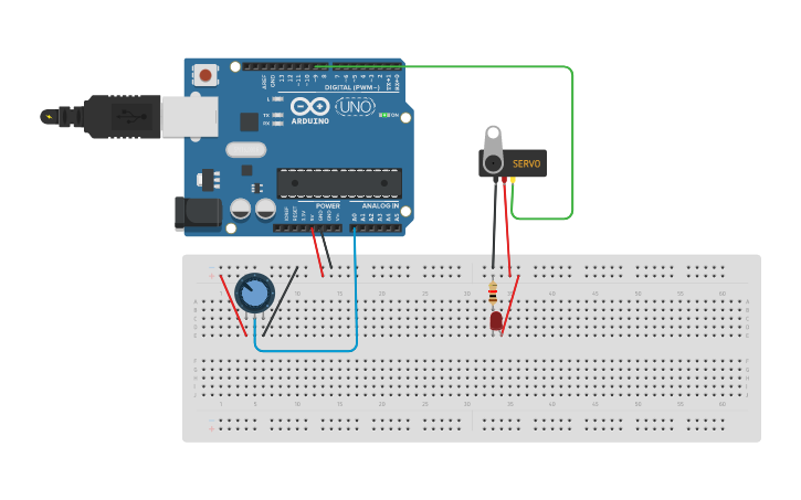 Circuit design Servos - Tinkercad
