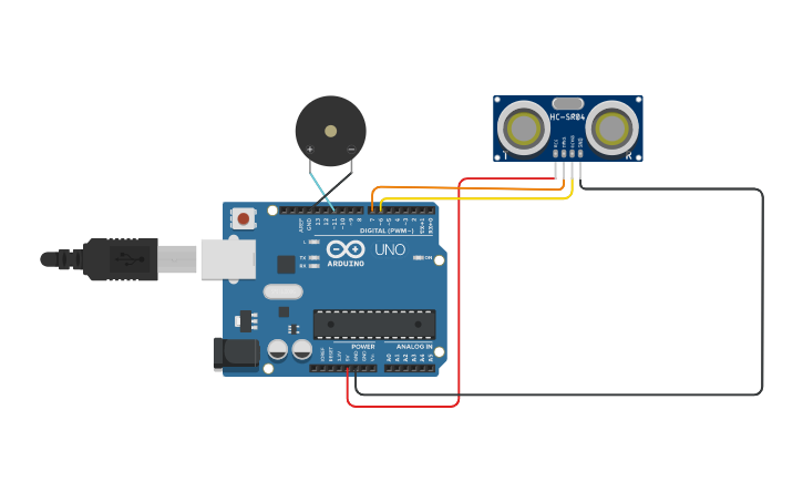 Circuit design Ultrasonic Sensor Door Ringer | Tinkercad