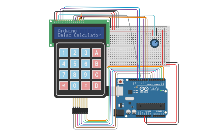 Circuit design AURDINO BASIC CALC - Tinkercad