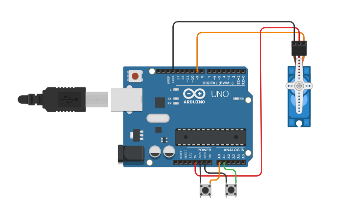 Circuit design Servo-Motor - Tinkercad