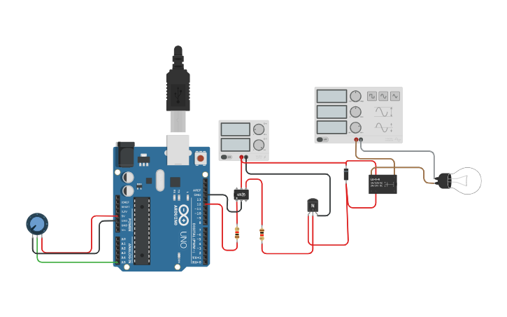 Circuit design 7ควบคุมหลอดไฟในบ้าน - Tinkercad