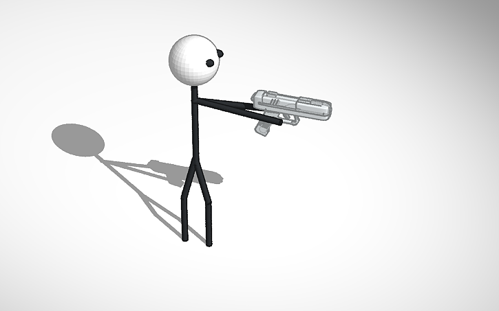 3D design stickman with a gun - Tinkercad