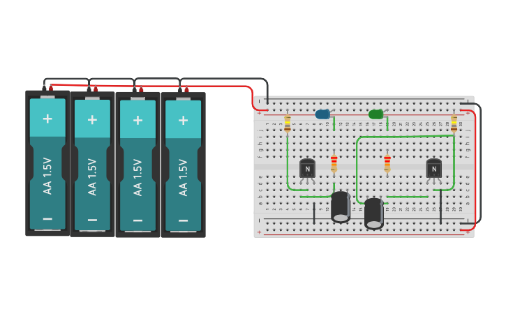 Circuit design Pisca Led com Transistor - Tinkercad