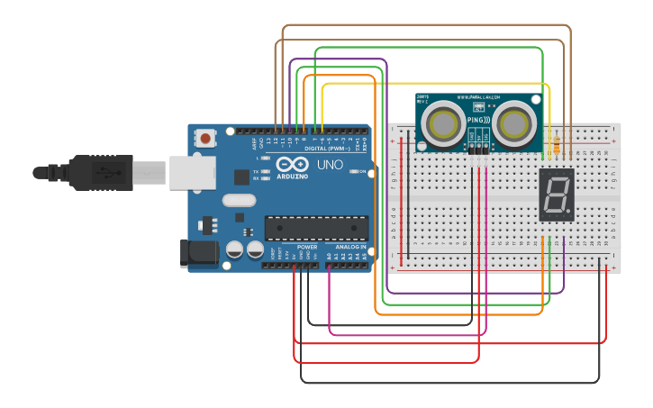 Circuit design Visor de 7 segmentos - Tinkercad Circuit design Visor de 7 segmentos - Tinkercad