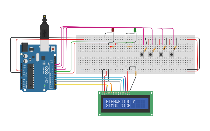 Circuit design Bloque 2 (Simon Dice) - Tinkercad