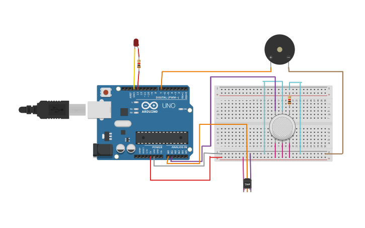 Circuit design FIRE ALARM SYSTEM - Tinkercad