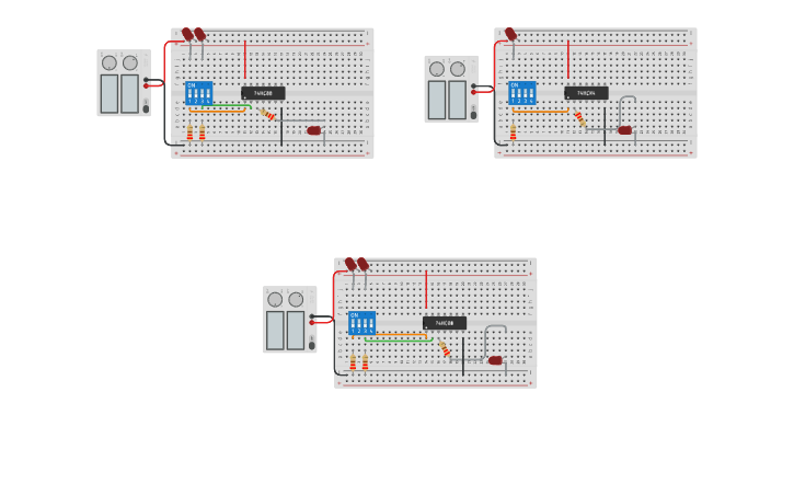 Circuit design Compuertas Logicas - Tinkercad