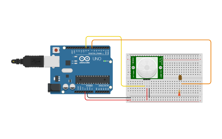 Circuit design Motion sensor - Tinkercad