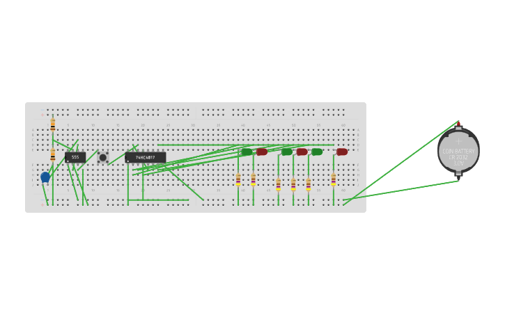 Circuit design Electronics assignment 1 Electronic dice - Tinkercad