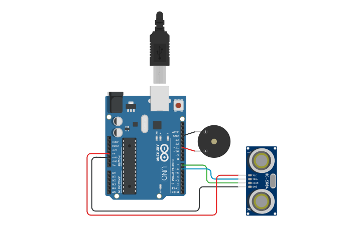 Circuit design Obstacle Detecting Headset - Tinkercad