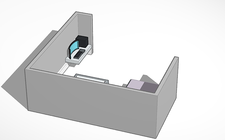 3D design modern gaming bedroom (ultra-wide gaming monitor) - Tinkercad