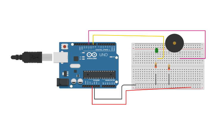Circuit design LITAR ARDUINO-AZLINA LED/BUZER | Tinkercad