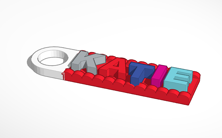 3D design Lesson: Key ring, letters! result - Tinkercad