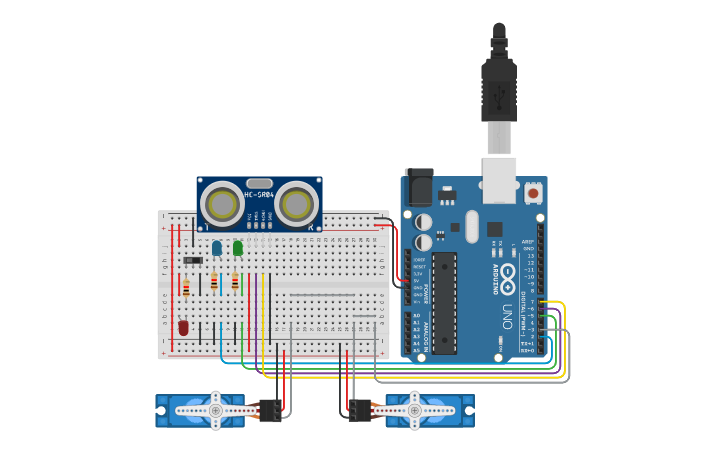Circuit design Puertas automáticas - Tinkercad