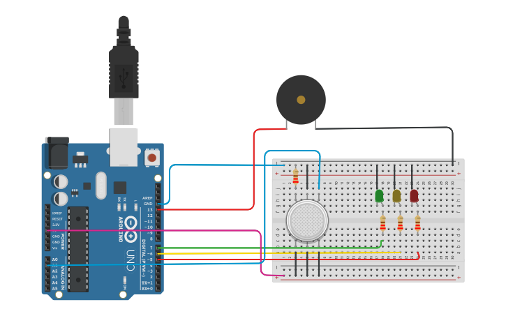 Circuit Design Gas Sensor Tinkercad