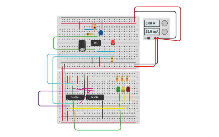 Circuit design SEMAFORO 555 - Tinkercad