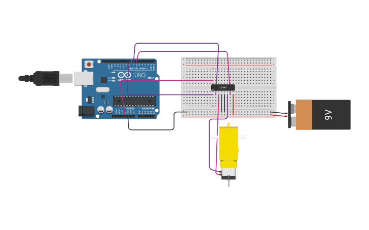 Circuit design Motor DC - Tinkercad