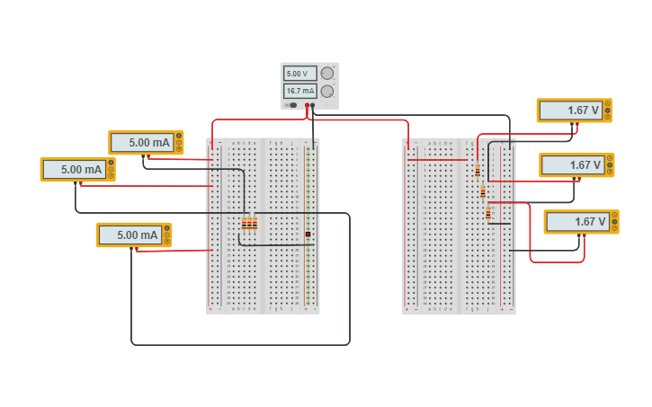 Circuit design Resistors in Series and Parallel - Tinkercad